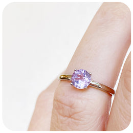 Lina, a Round cut Pink Amethyst Solitaire Ring – Victoria's Jewellery